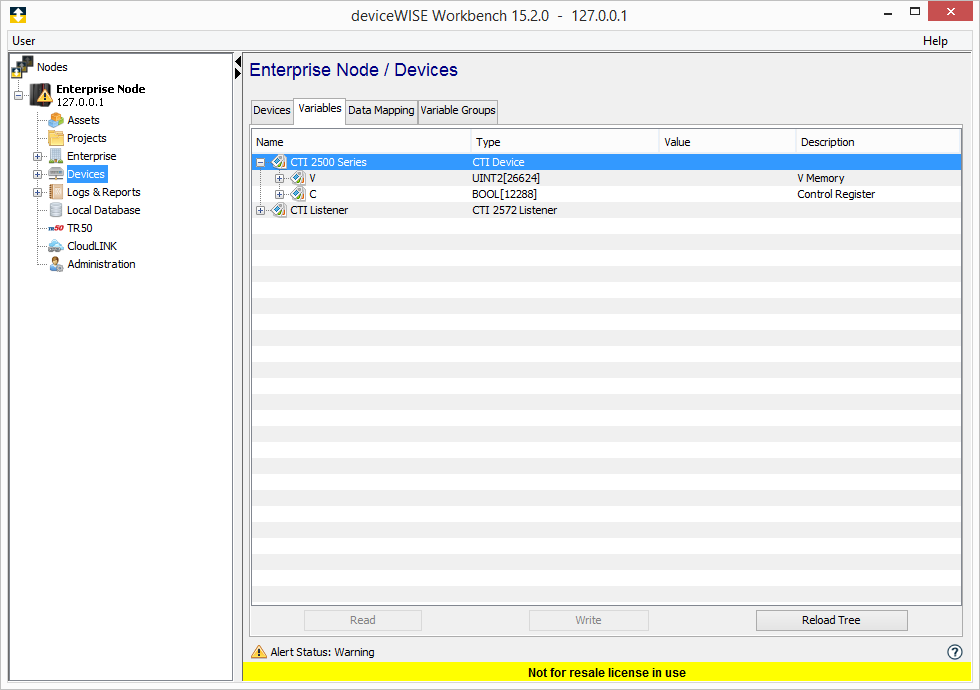 Using the Workbench to access CTI Device variables