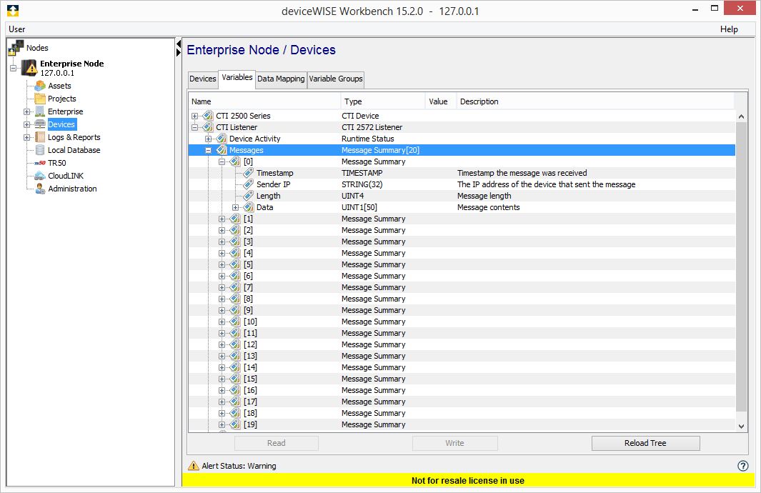 Using the Workbench to access CTI 2572 Listener connection data