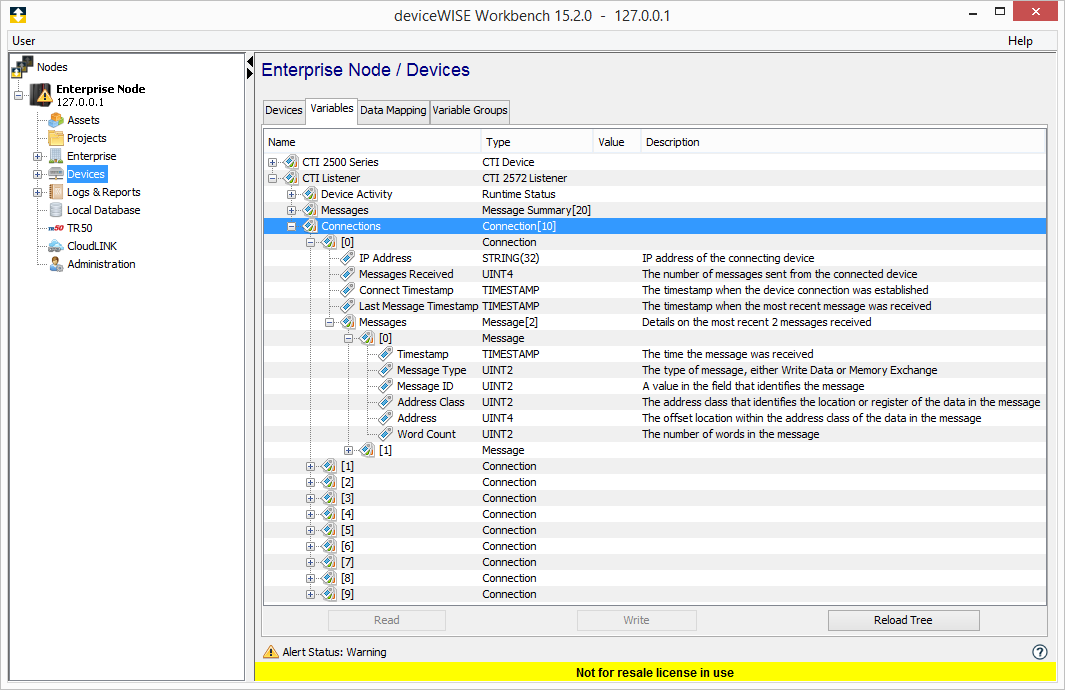 Using the Workbench to access CTI 2572 Listener connection data