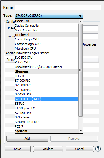 Using the Workbench to define a Siemens ERPC device