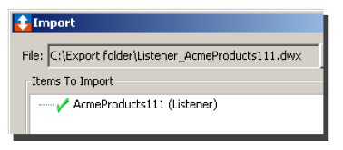 Importing one or more listeners