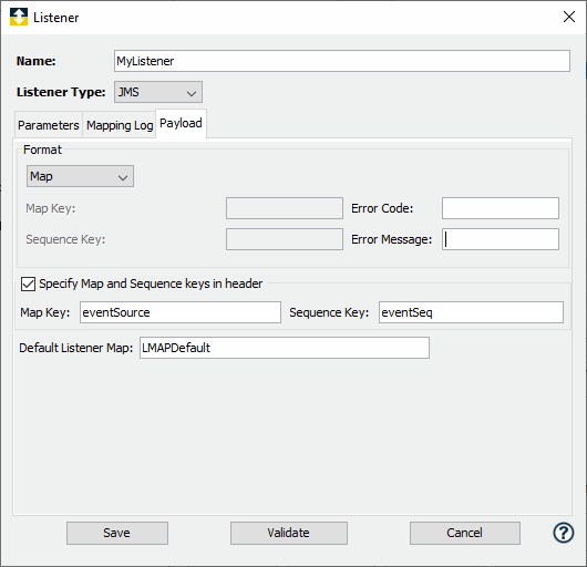 Configuring default listener map
