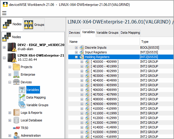 Using The Variables Window To Access Modbus Device Variables 6327