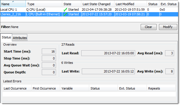 Displaying Runtime Status And Attributes For A Mitsubishi Device