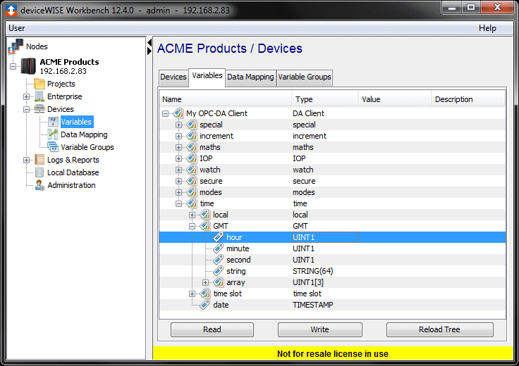 Using The Variables Window To Access Opc Da Client Tags