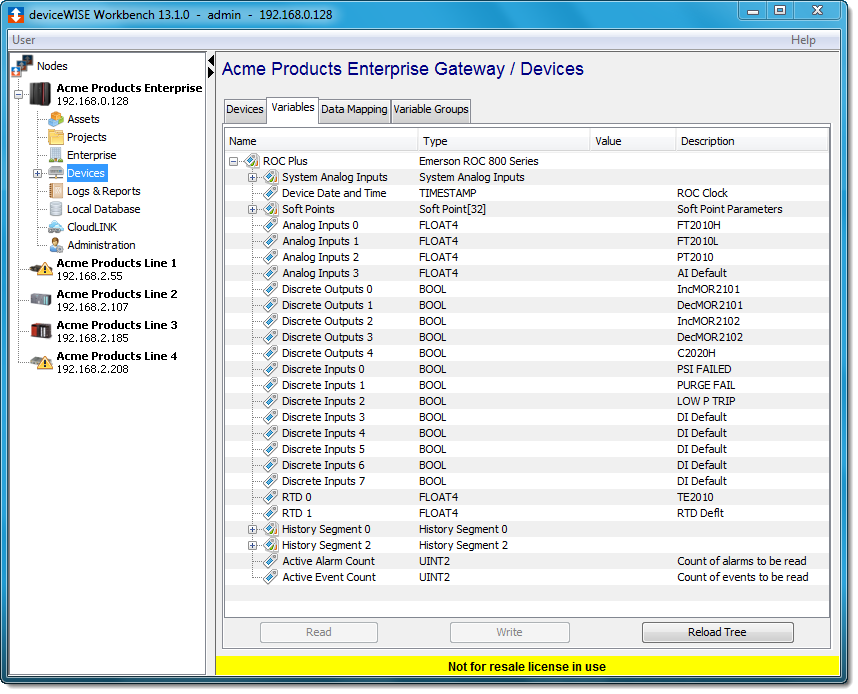 Using The Variables Window To Access Roc Plus Device Variables