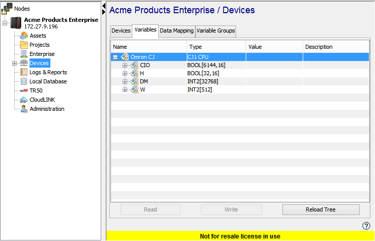 Using The Variables Window To Access Omron Device Variables