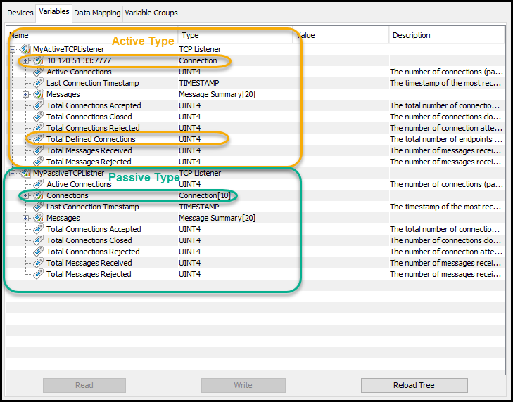 Using The Variables Window To Access Tcp Listener Device Variables