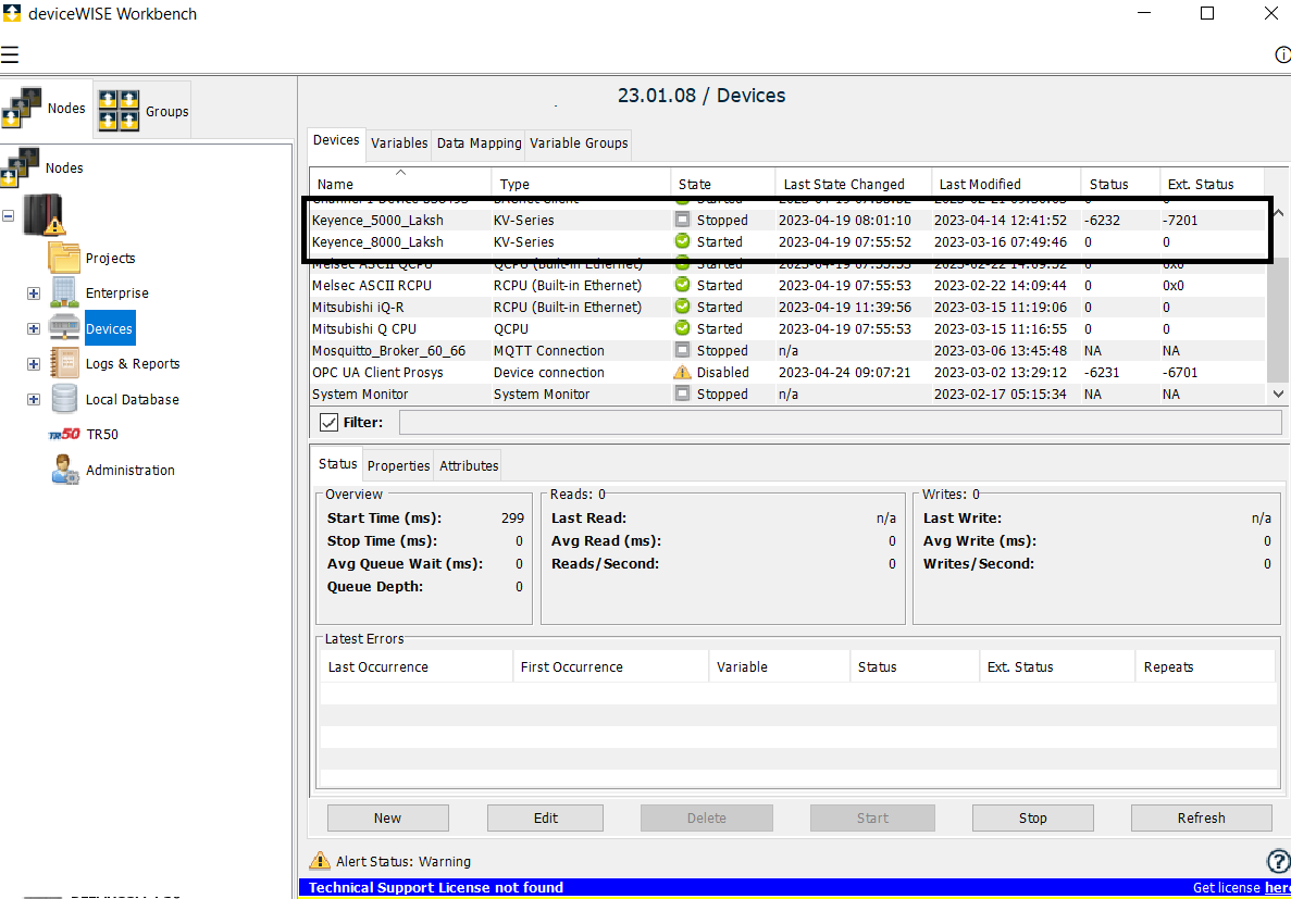 Verifying a Keyence device configuration