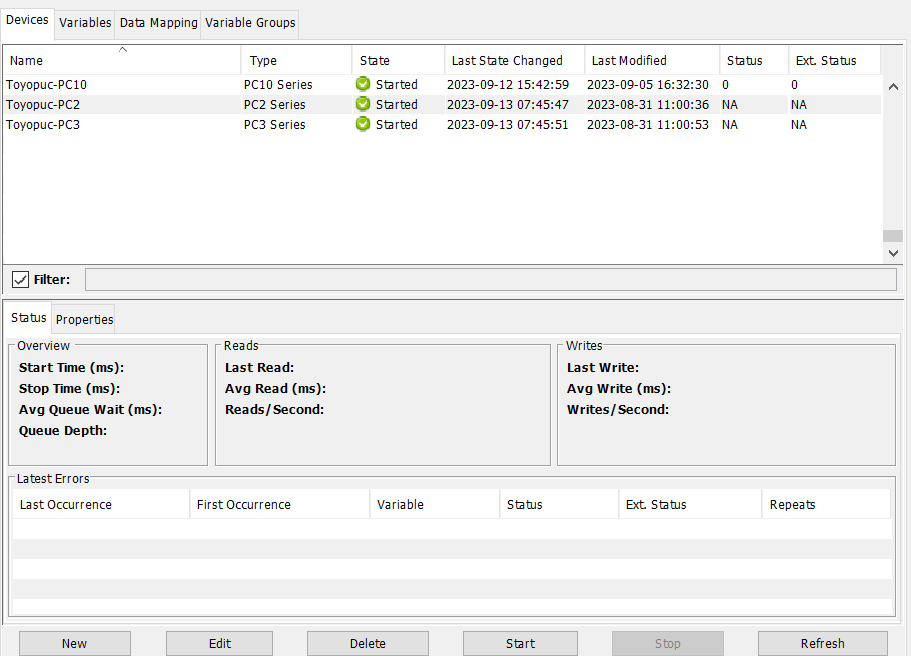 Verifying a Toyopuc device configuration