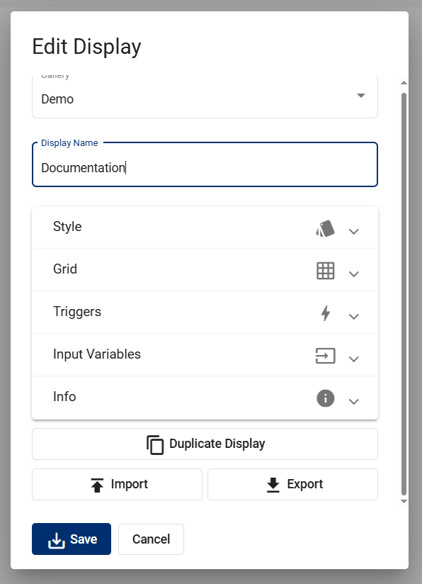 Importing/Exporting Displays