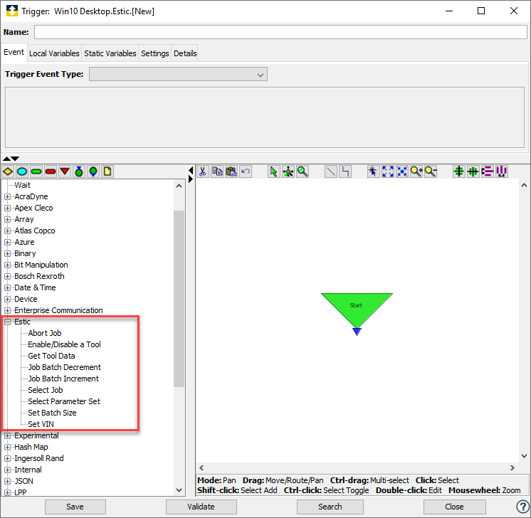 Estic trigger actions