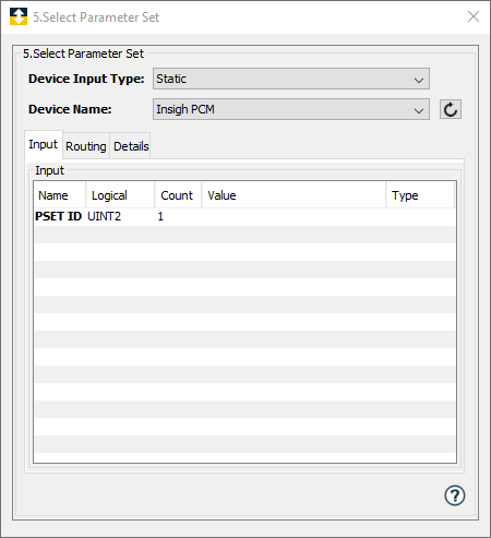 Select Parameter Set