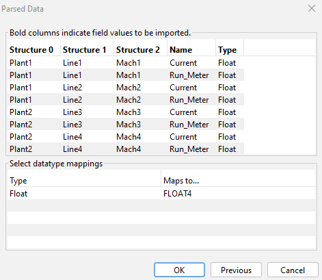 Importing CSV Structure Definitions