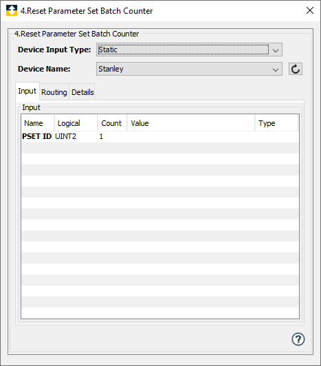 Reset Parameter Set Batch Counter