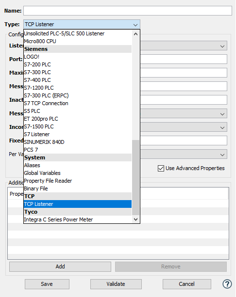 Using The Workbench To Define A Tcp Listener Device