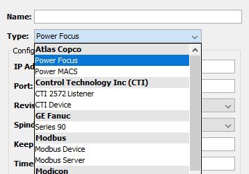 Using the Workbench to define an Atlas Copco device