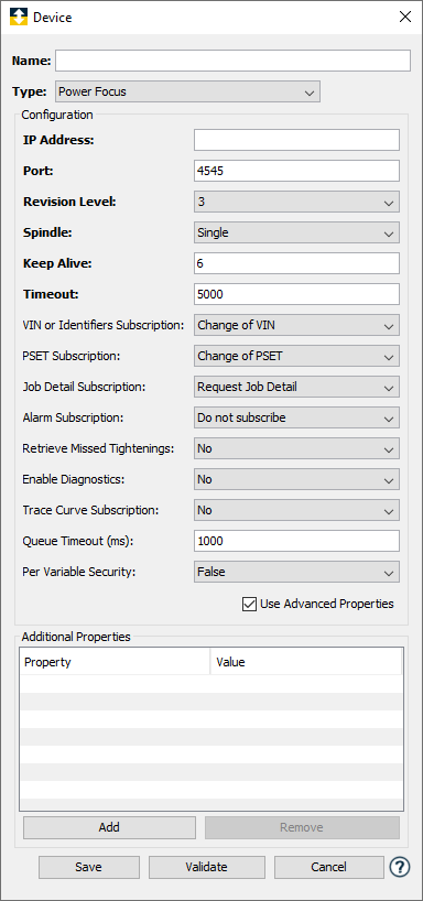 Using the Workbench to define an Atlas Copco device