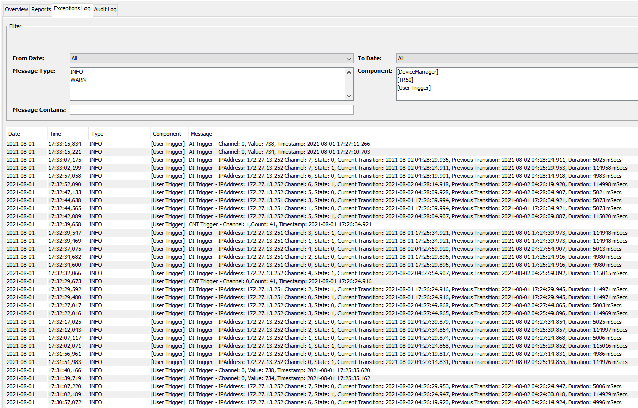 Defining a trigger for a SmartIO unsolicited message